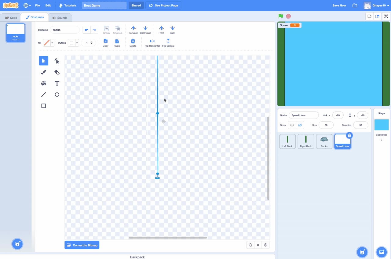 Step 4 - Speed lines and sprites