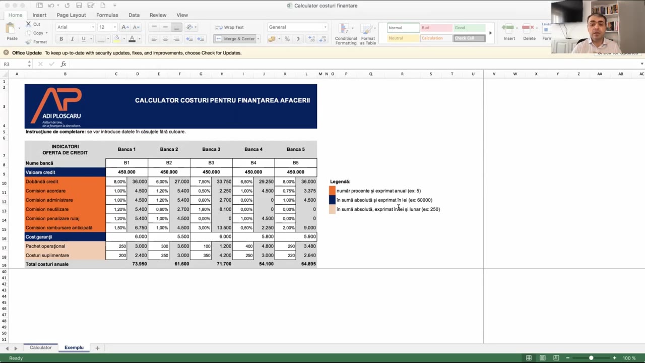 Pasul 7 - Calculul costurilor de finantare