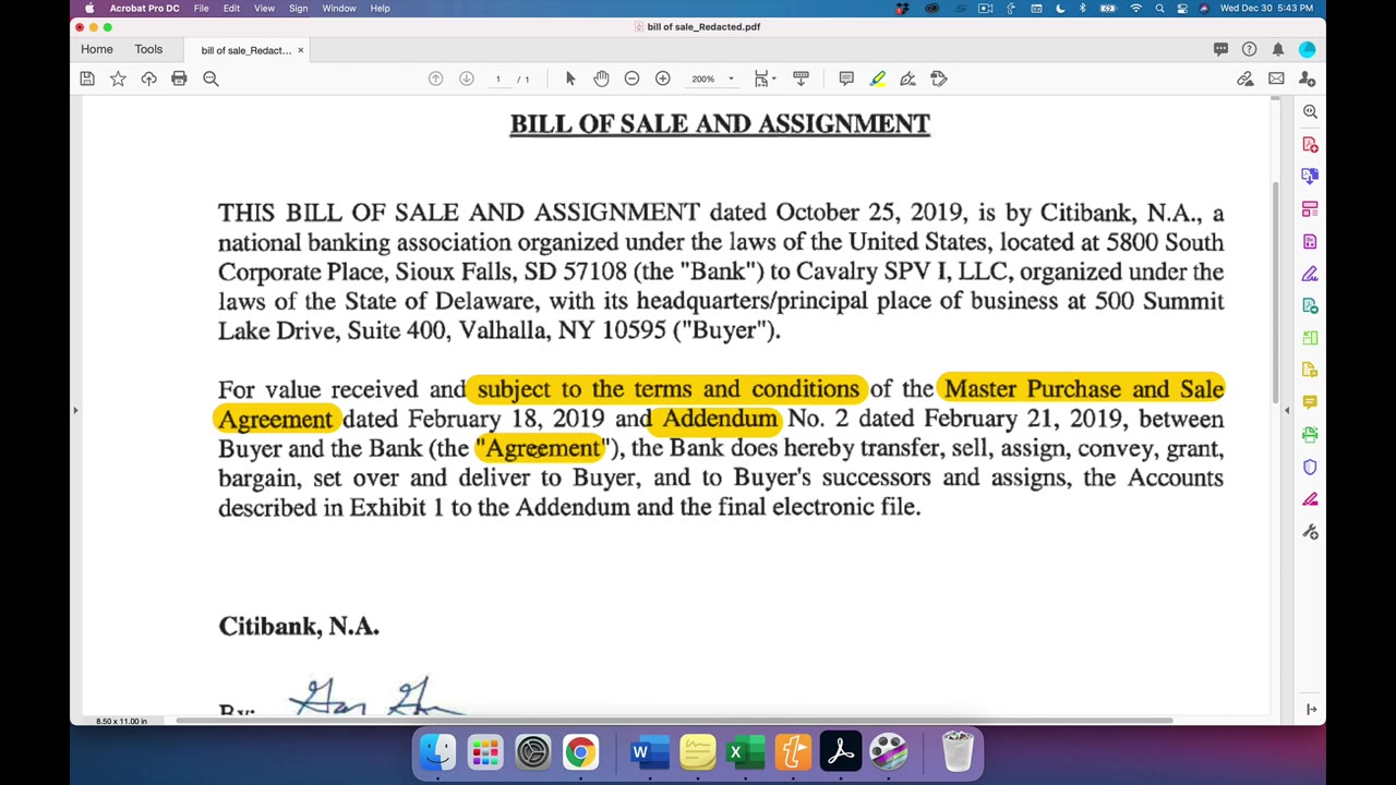 Sample bill of sale from debt buyer