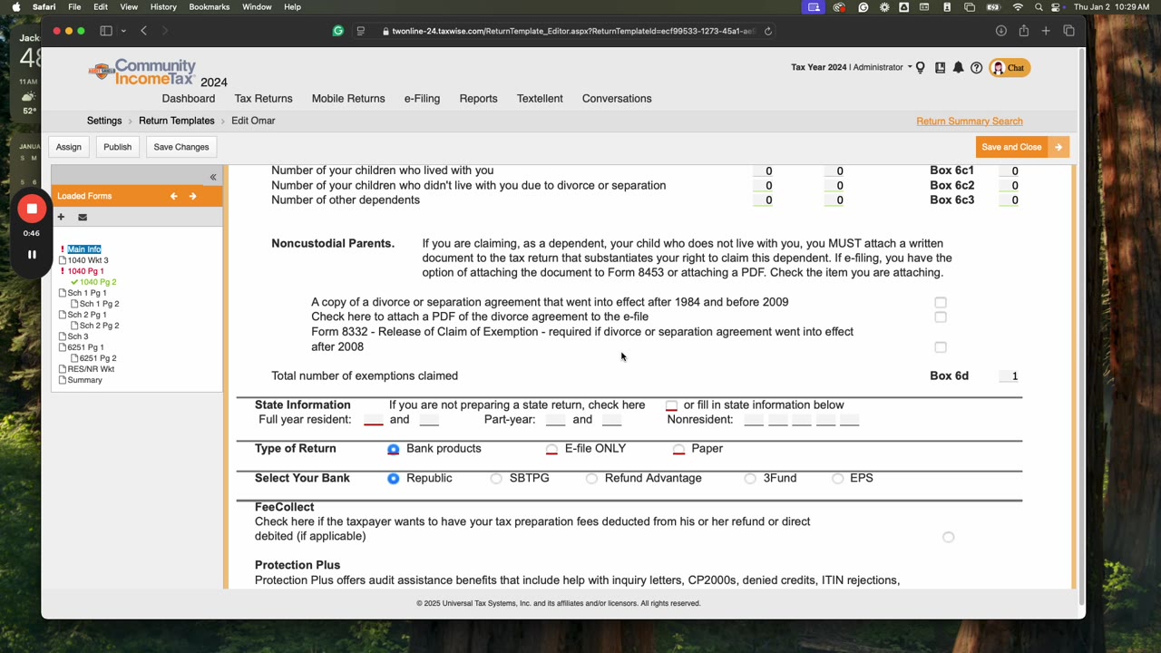CIT - 2025 TS Templates, RBINS, and Carry forward