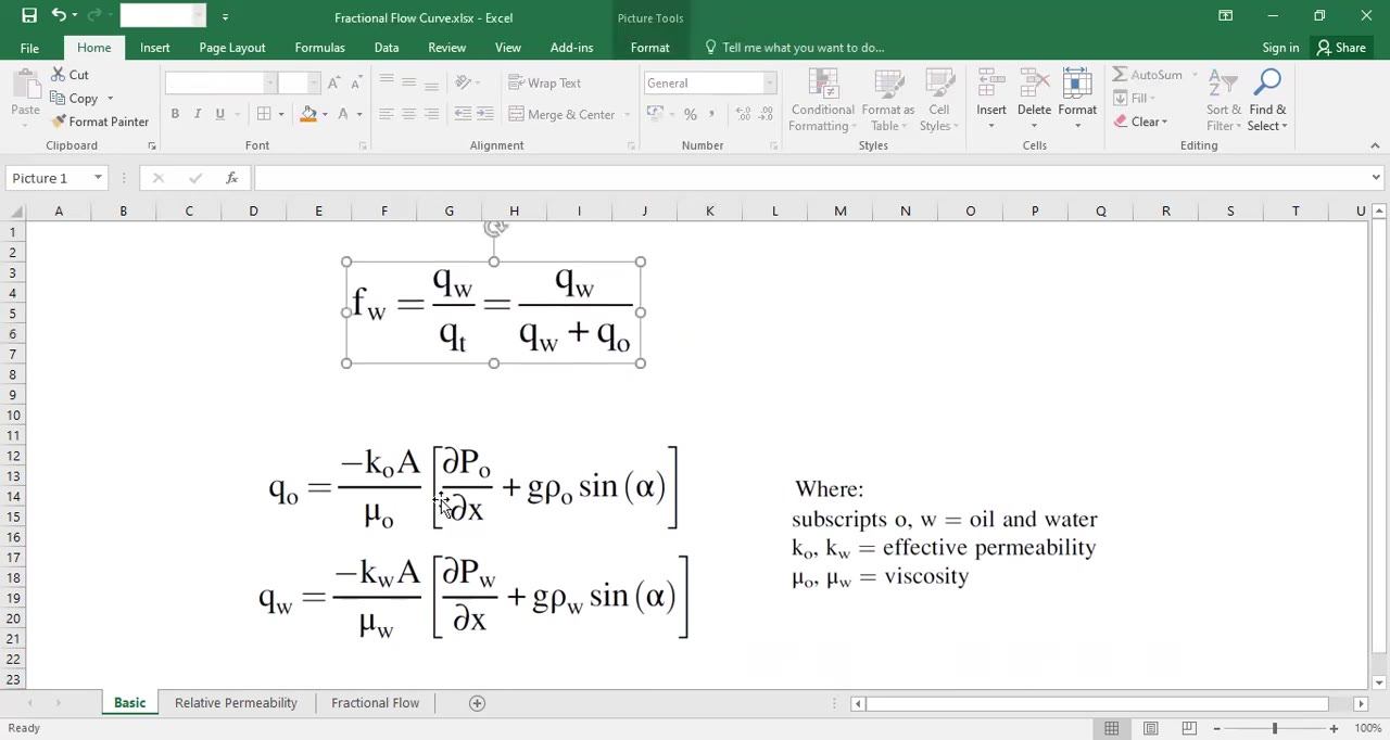 Fractional Flow Curve