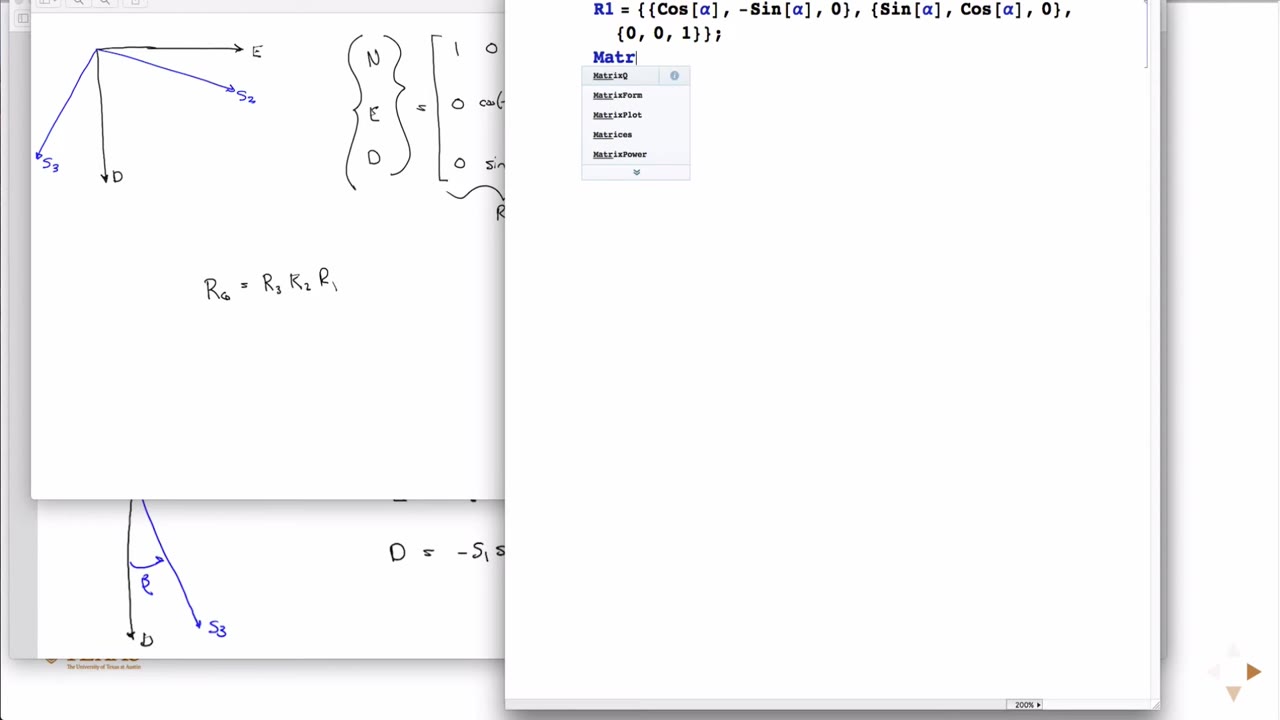 Mathematica derivation of geographic rotation matrix