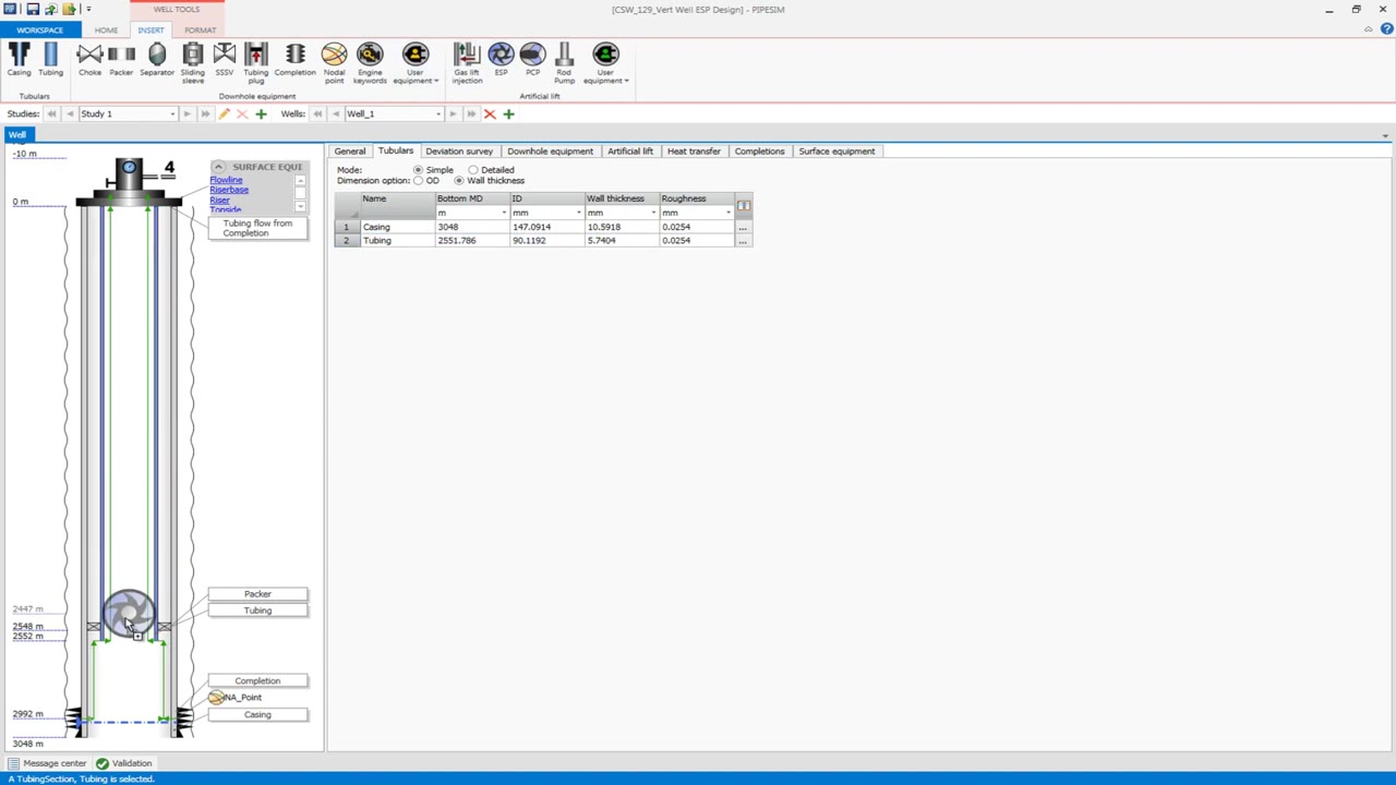 ESP design using PIPESIM simulator